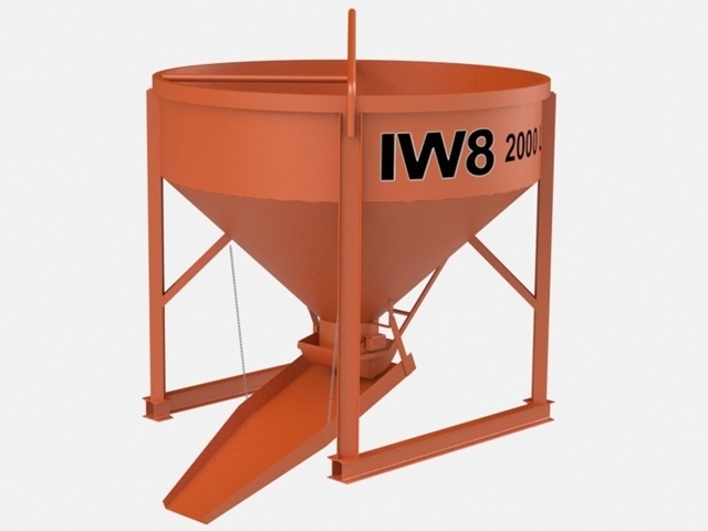 Balde 2000L Descarga Central e Lateral para Concreto
