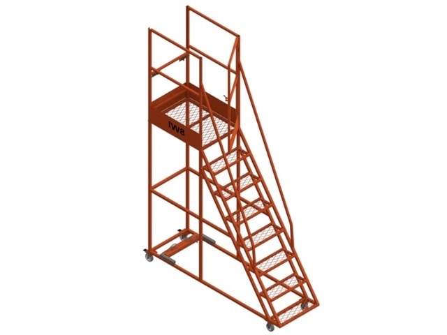 Escada Móvel com Guarda Corpo e Base de Segurança