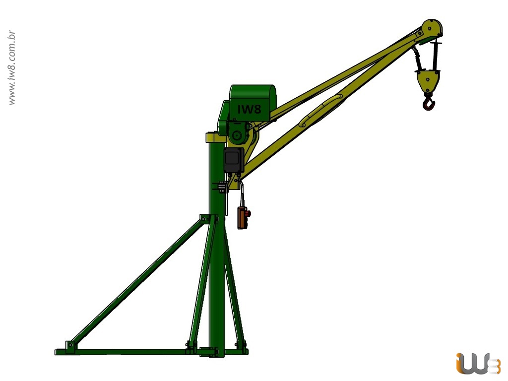 Mini Grua 400kg com Lanças de 1,5m 2m e 3m para Construção Civil
